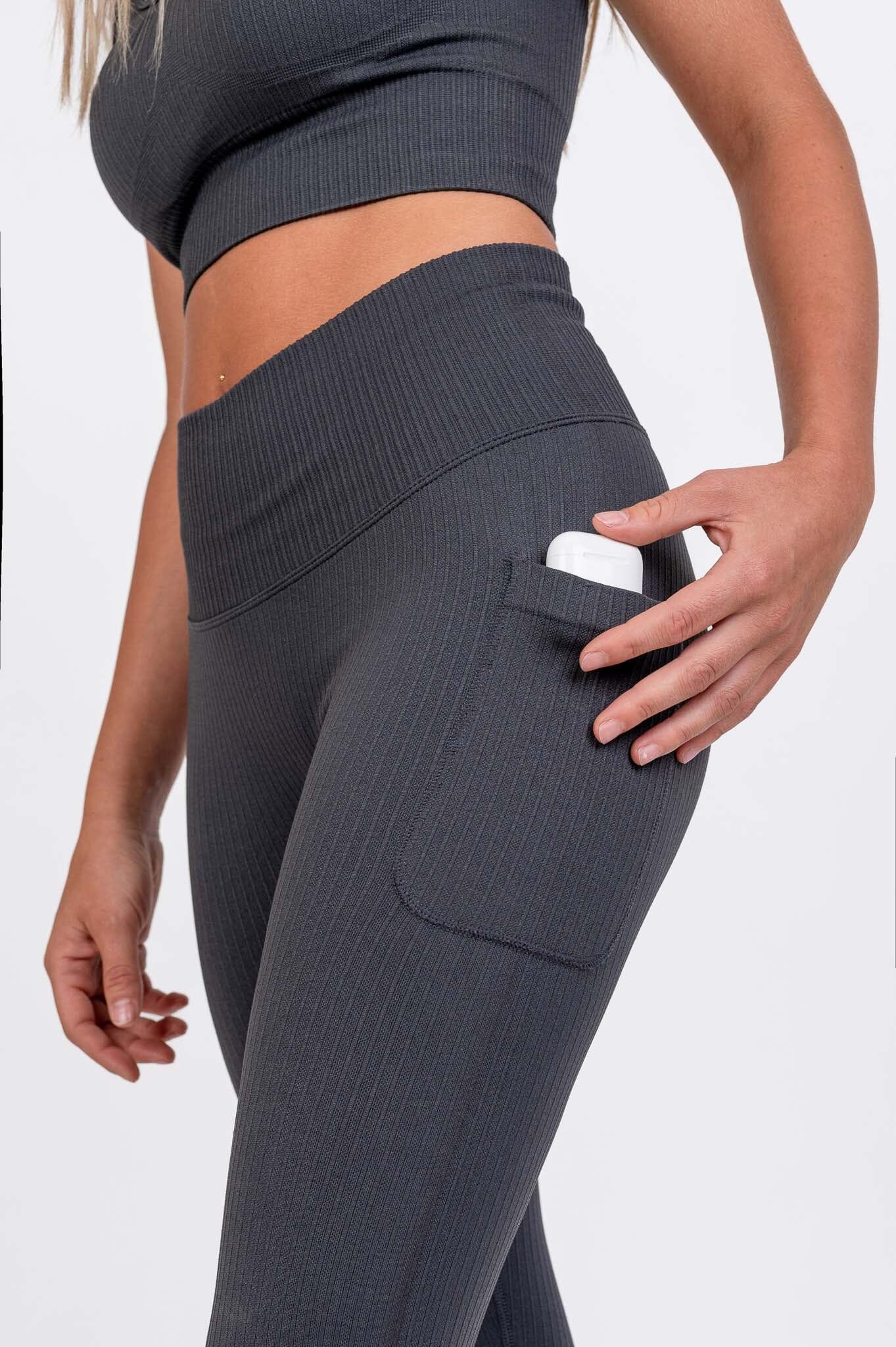 Performance Leggings ribbed dark grey | ESMINA DELUXE WEAR